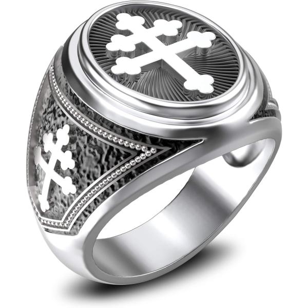 商品名Cross of Lorraine Ring, Knights Templar Crusader Ring 925 Sterling Silver Jewelry Size 6-15 (10)ブランド：Siamhandmade2014...
