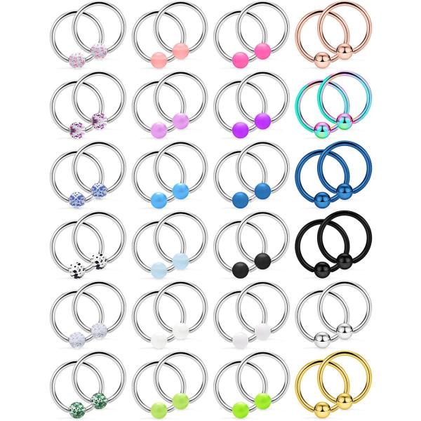 商品名Ftovosyo 48個 16G-14G サージカルスチール ニップルリング フープ キャプティブビーズリング ニップリング ピアス ジュエリー レディース メンズ 14MM-16MMFtovosyo 48PCS 14G Surgic...