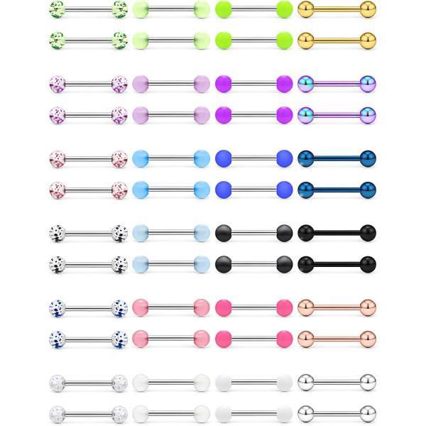 商品名Ftovosyo 48個 14G 14-22mm 舌リング ニップル ストレート バーベル サージカルスチール ニップリング バー ボディピアス ジュエリー レディース メンズFtovosyo 48pcs 14G 22mm Tongu...