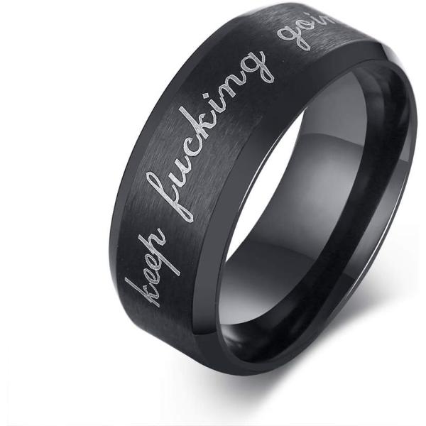 商品名Ximi Jewelry ステンレススチール ブラック Keep Funking Going インスピレーションリング メンズ 幅8mm サイズ6〜13Ximi Jewelry Stainless Steel Black Keep F...