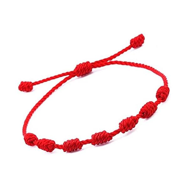 商品名HUELLAS ブレスレット 7個の結び目 守護用 邪眼 幸運 Buddisth String。 繁栄と成功のための糸/お守り。 女性、男性、女の子、男の子用のタリスマン。 コード調整可能。Bracelet 7 knots for p...