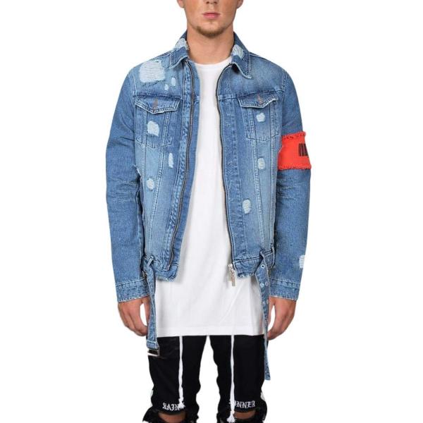 商品名:  Mens Denim Jacket Mens Fashion Denim Jacket Casual Button Down Ripped Jeans Jacket Coat Outwear Distressed Denim J...