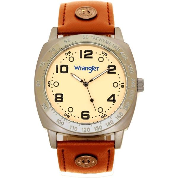 商品名Wrangler Men's Watch, 44mm Silver Case, Yellow Dial Face, Tan Band, Tachymeter Bezel (WRW1600-5A)Wrangler Men's Watch...