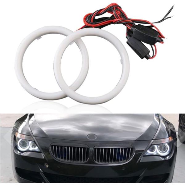 商品名EverBright 1Pair White 80MM Car Angel Eyes Halo Rings Led Cotton Lights Circle Ring Halo Headlights Lamp with Housing...