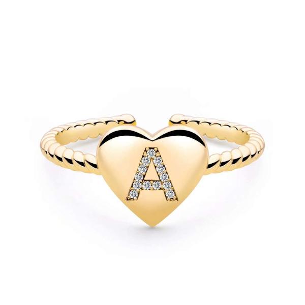 商品名: M MOOHAM スタッカブルイニシャルリング レディース ガールズ ゴールド 華奢 ハート 文字 イニシャル リング レディース ティーン ガールズ スタッカブル リング ガールズ レターリング, ジェムストーン, ラインストー...