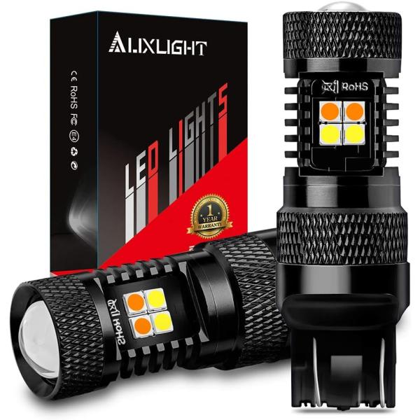 商品名AUXLIGHT 7443 7443LL 7444NA T20 スイッチバックLED電球 16SMD チップセット 駐車ライト/昼間ランニングライト/DRL ウィンカーライト プロジェクター交換用 ホワイト/アンバー (2個パック)A...