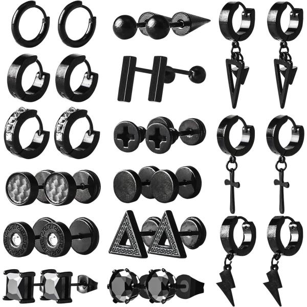 商品名アクリルイヤリング レディース ガールズ フープイヤリング 樹脂ドロップ ダングルリーフイヤリング 多角形ボヘミアンファッションステートメントジュエリー15 Pairs Earrings for Men Black Stud Earr...