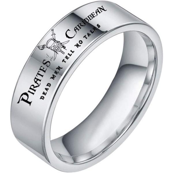 商品名XAHH Men's 8mm Caribbean Pirate Titanium Steel Skull Head Ring Engraved Dead Men Tell No Tales Silver Band Size 5ブランド...
