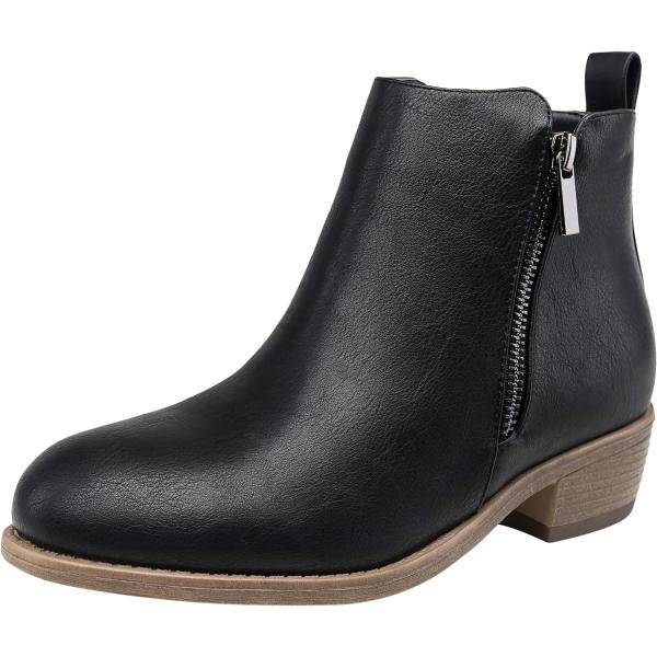 商品名Jeossy レディース アンクルブーツ 太ヒール ローヒールブーツ レディース, アンクルブーティー-905-ブラック, 7Jeossy Women's Ankle Boots Fashion Low Heel Black Wint...