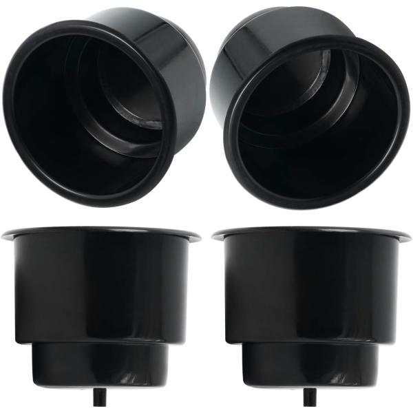 商品名NovelBee 凹型プラスチックカップ ドリンクホルダー 排水管付き ボート トラック 車 キャンピングカー RV用 (ブラック 4個)NovelBee Recessed Plastic Cup Drink Holder with ...