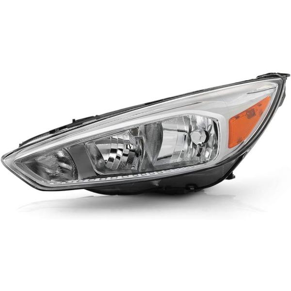商品名Driver Side Chrome OE-Style Left Headlight Assembly Headlamp Housing Replacement For 2015-2018 Ford Focus Halogen Mod...