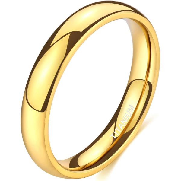 商品名TIGRADE 2mm 4mm 6mm Gold Titanium Ring Plain Dome High Polished Wedding Band Comfort Fit Size 3-13.5, 4mm, Size 8ブランド...