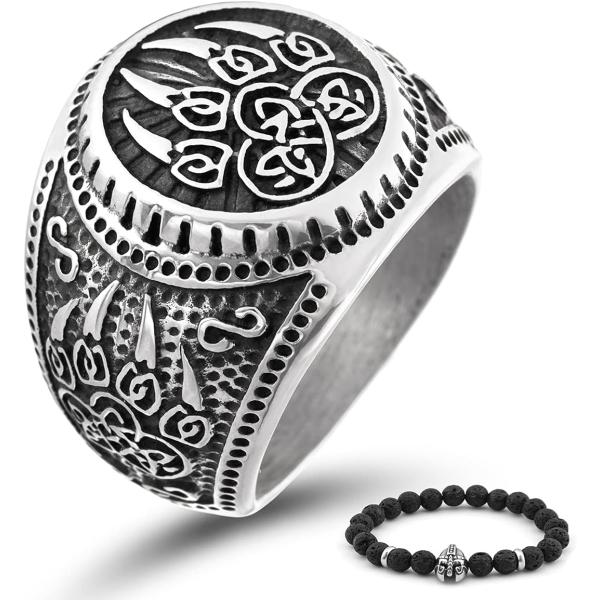 商品名BAVIPOWER Celtic Bear Paw Viking Ring for Men 316L Stainless Steel Norse Scandinavian Vikings Jewelry (8) (Celtic Bea...