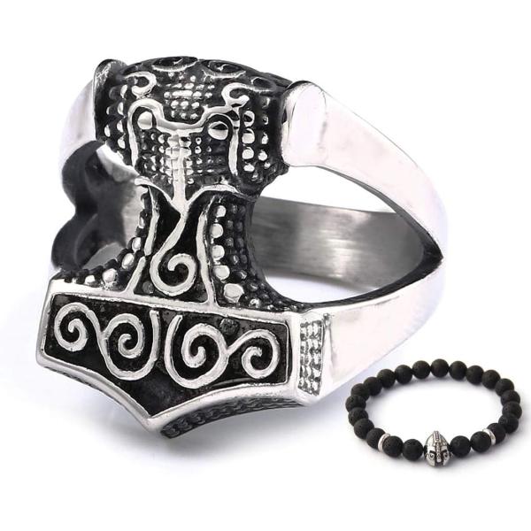 商品名BaviPower トールハンマー Mjolnir バイキングリング メンズ 316L ステンレススチール 北欧スカンジナビアバイキングジュエリーBAVIPOWER Thors Hammer Mjolnir Viking Ring f...