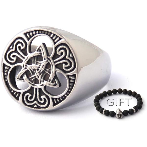 商品名BaviPower ステンレススチール トリケトラ トリニティ ケルトノットリング メンズ レディース アイリッシュケルトジュエリーBAVIPOWER Stainless Steel Triquetra Trinity Celtic ...