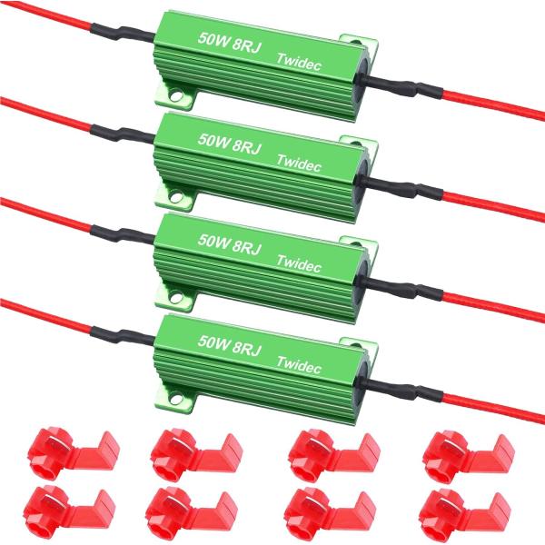 商品名Twidec4個セット 50W 8オーム LED負荷抵抗 LEDハイパーフラッシュウィンカーライトまたはLEDナンバープレートライトを固定 RX24-50W8-4XTwidec/4Pcs 50W 8Ohm LED Load Resis...