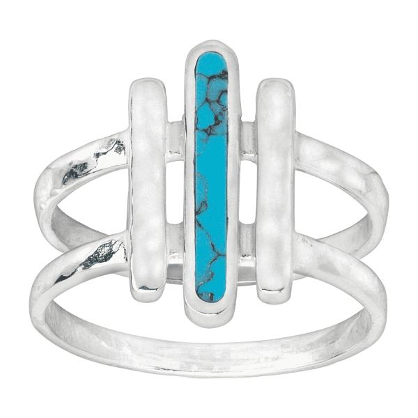 商品名: Silpada 'Strait To It' 圧縮ターコイズ 3バーリング スターリングシルバー, ターコイズ, Silpada 'Strait To It' Compressed Turquoise Three-Bar Ring...