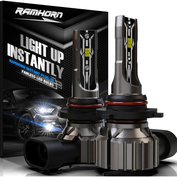 商品名RAMHORN 9005 LED ヘッドライト電球 12000LM 6500K キセノン ホワイト ファンレス インスタントプラグイン HB3 変換キット 2個セットRAMHORN 9005 LED Bulbs, 12000 LM 6...