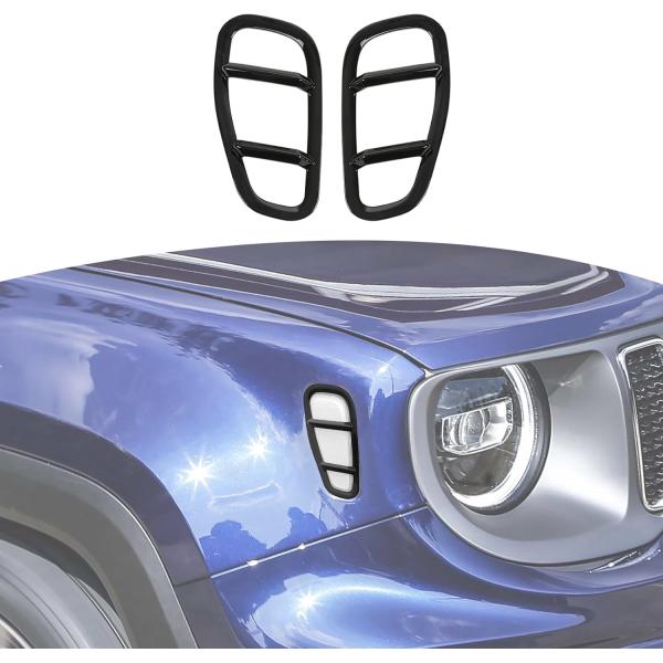 商品名RT-TCZ ジープアクセサリー 20RT-TCZ for Renegade Turn Signal Light Trim Cover Guard for Jeep Renegade 2016 Up Black Exterior Ac...