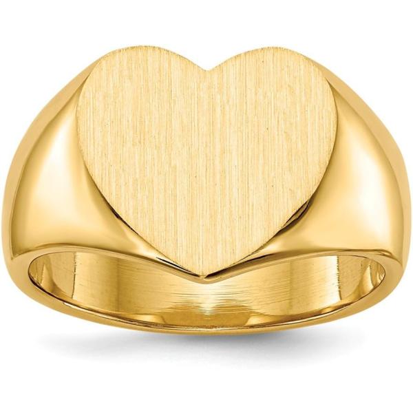 商品名Solid 14k Yellow Gold 11.5x12.5mm Closed Back Heart Engravable Monogram Signet Ring Band Size 6.5ブランド：Sonia Jewels商品サ...