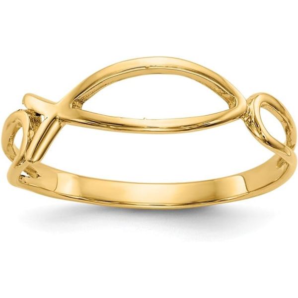 商品名Solid 14k Yellow Gold Ichthus Fish Ring Band Size 9ブランド：Sonia Jewels商品サイズ：商品番号：色：Yellow,Gold素材：metal