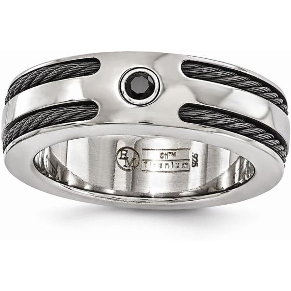 商品名Solid Titanium Men's Spinel Argentium Silver Men's Bezel and Cable 7mm Wedding Band Ring Size 8ブランド：Sonia Jewels商品サイズ...