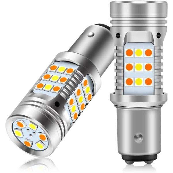 商品名1157 Led Bulbs Error Free Canbus Built-in Resistor, Dual Color, Plug N Play, 360 Luminous, Amber Turn Signal Light, W...