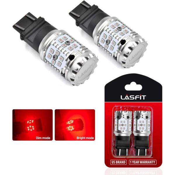 商品名LASFIT ブライトレッド 3157 LED電球 4057 4157 3056 3057 3457 アンチフラッシュ Canbus 自動車用ブレーキテールライト用 エラーフリー (2個)LASFIT Bright Red 3157 ...
