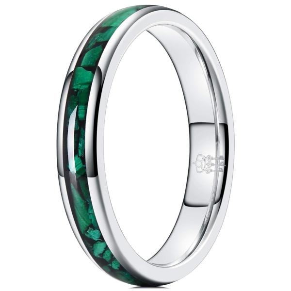 商品名: THREE KEYS JEWELRY 8mm 6mm フラットタングステン結婚指輪 グリーンストーン シルバートーン 婚約指輪 メンズ, 非貴金属, ジェネリック THREE KEYS JEWELRY Women Wedding ...