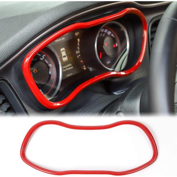 商品名JeCar Instruments パネルカバー ダッシュボードパネル ディスプレイフレーム インテリア装飾アクセサリー Dodge Challenger 2015-2019用 レッドJeCar Instruments Panel C...