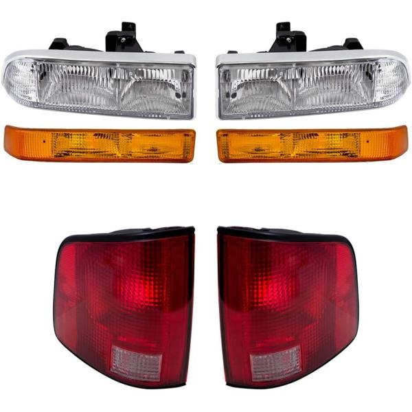 商品名交換用 6ピース ドライバーと助手席セット ヘッドライト テールライト パークシグナルランプ 1994-2004 S10 ピックアップトラック対応Brock Replacement Driver and Passenger Side ...