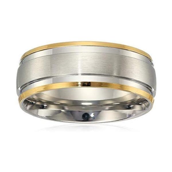 商品名Sherrin Rosette ステンレススチール 金メッキリング メンズStainless Steel Gold Plated Ring/Wedding Band/Commitment Ring for Men by Sherrin...
