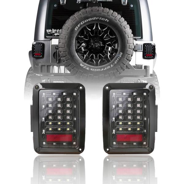 商品名V8 GOD クリアレンズ LED テールライト 2007-2018 Jeep Wrangler JK JKU リアウィンカーランプ ブレーキ&amp;リバースライト DRLV8 GOD JK LED Tail Light Assem...