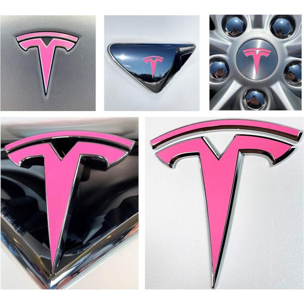 商品名カスタムカット グラフィック Tesla Model X ロゴ デカール ラップ 14点セット ピンク X-BUNDLE-Gloss PinkCustom Cut Graphics Logo Decal Wrap for Tesla ...