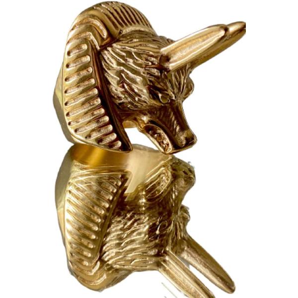 商品名Men Women's Simulated Gold Stainless Steel Jewelry Plus Size Design Ring, 14k Gold Finish Egyptian Creative Egypt Anu...