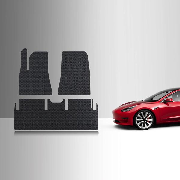 商品名TOUGHPRO フロアマット アクセサリーセット Tesla Model 3 Standard Range Plus 全天候対応 高耐久 カスタムフィット 米国製 ブラックラバー 2021年6月~2023年TOUGHPRO Floo...