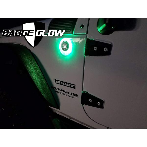 商品名バッジ グロー LED バックライト ジープラングラー &amp; チェロキー トレイル定格バッジ ~ 6つのLEDカラーから選択 ~ オフロード使用のみ ~ アメリカ製 (グリーン)Badge Glow  LED Back Ligh...