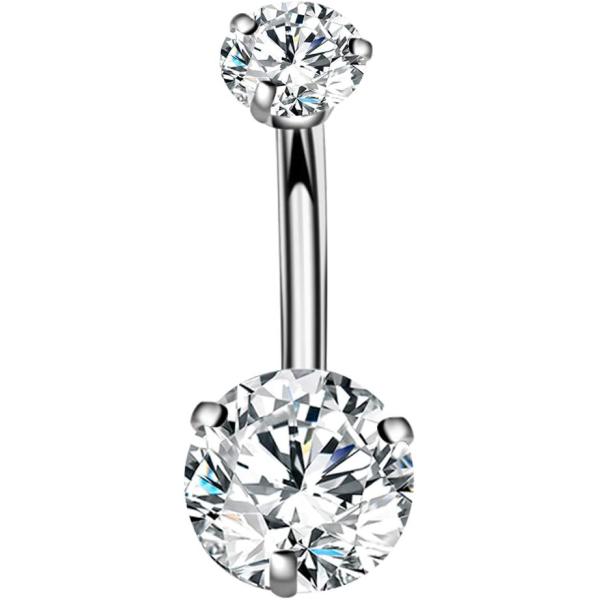 商品名OUFER チタンベリーリング 14G G23 ソリッドチタンファセットキュービックジルコニア へそリング ベリーボタン ボディピアスジュエリーOUFER Titanium Belly Rings 14G G23 Solid Tita...