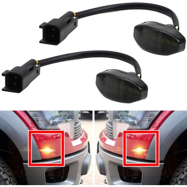 商品名LEDサイドマーカーランプ 2010-2014年フォードF150 SVT ラプター ピックアップフロントフェンダーフレアサイドマーカーライト F-150スモークレンズ アンバー LEDウィンカーライトキットNJSBYL LED Sid...