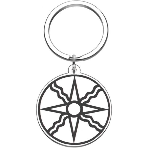 商品名Seal of Shamash Symbol Stainless Steel Keychain Assyrian Mesopotamian Sun God Key Ringブランド：Sun God商品サイズ：Medium高さ：6 cm...