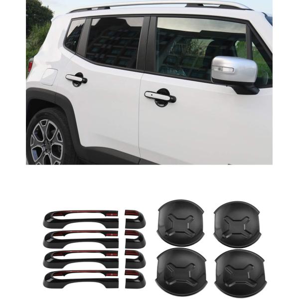 商品名Jeep Renegade ABS Car Door Handles Cover Trims, Door Bowl Decorative Cover for Jeep renegade 2016-2020ブランド：Bestmotori...