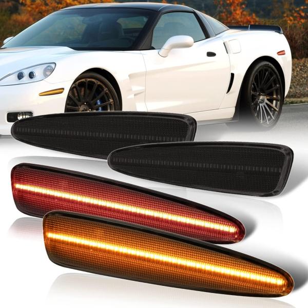 商品名AJP Distributors Replacement Upgrade 4pc Front Amber + Rear Red LED Bumper Fender Side Markers Lights Lamps Housing A...