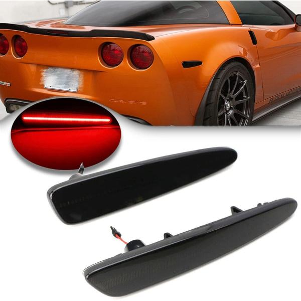商品名NSLUMO LED Rear Side Marker Lights for Chevy Corvette C6 2005-2013 Smoked Lens Rear Red C6 Marker Lights Replace OEM ...