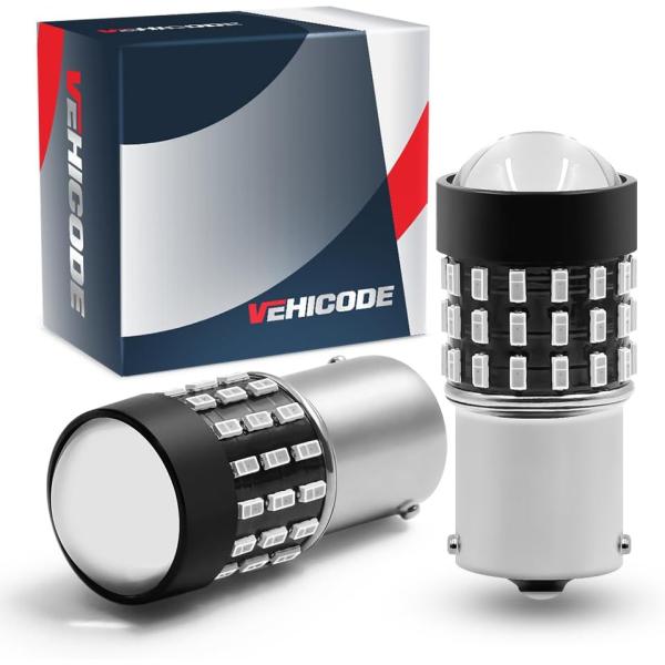 商品名VehiCode 1156 - Kit de foco LED de luz roja brillante, 7506 93 3497 P21W BA15S de repuesto de bayoneta de un solo con...