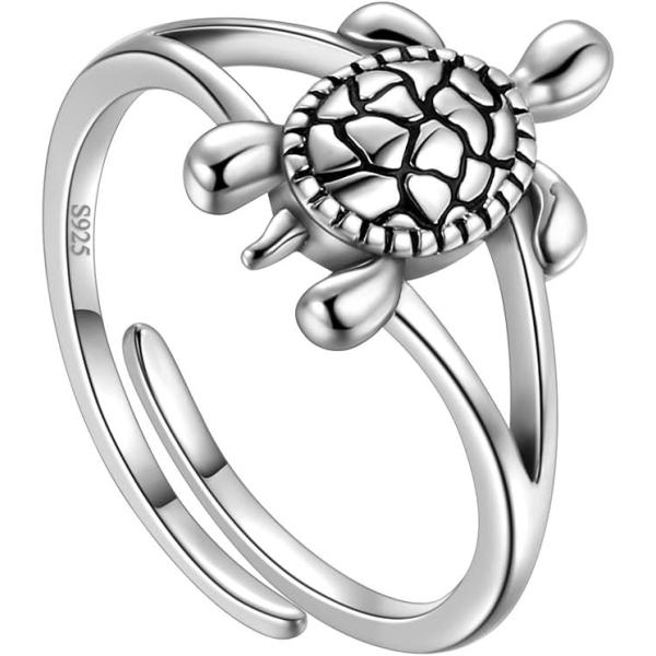 商品名Besilver 猫リング 六角形 ハニカムハチリングイヤリング タートルリング ダビデの星リング かわいいリング レディース ティーンガールズ スターリングシルバー 調節可能なバンドリングTurtle Ring Adjustable...