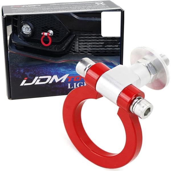 商品名iJDMTOY フルメタル ユニバーサルフィット レッドトラック レーシングスタイル 牽引フックリング 外観キット 下部メッシュグリル付き車に対応 (機能的ではありません、装飾目的のみ)iJDMTOY Full Metal Unive...