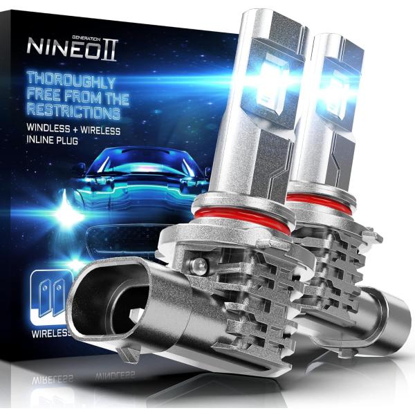 商品名NINEO Fanless 9005 LED Bulbs,12000LM 60W Hb3 Wireless All-in-One | Bright Chips 6500K Cool White Halogen Replacement ...