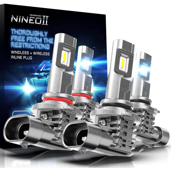 商品名NINEO Fanless 9005 9006 Combo LED Bulbs, 24000LM All-in-One | Hb3 Hb4 Wireless Lights 6500K Cool White Halogen Replac...