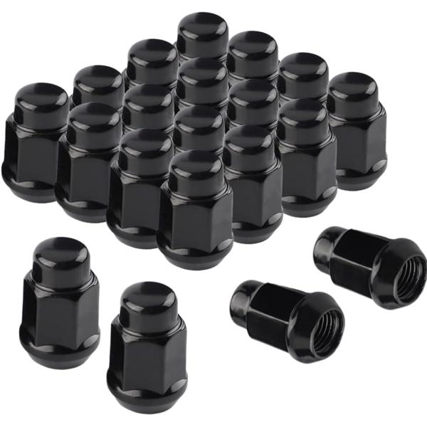 商品名20個 ブラック 1/2-20 ラグナット クローズドエンドバルジドドングリラグナット ホイールラグナット 高さ1.4インチ 19mm 六角20PCS 1.4 inch Black 1/2-20 Closed End Bulge Ac...