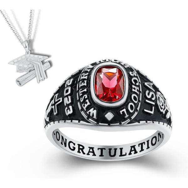 商品名PJM レディース ハイスクールクラスリング カスタマイズ＆パーソナライズド クラシックコレクション 記念品ボックス付きCustomized Women’s High School and College Sterling Silve...